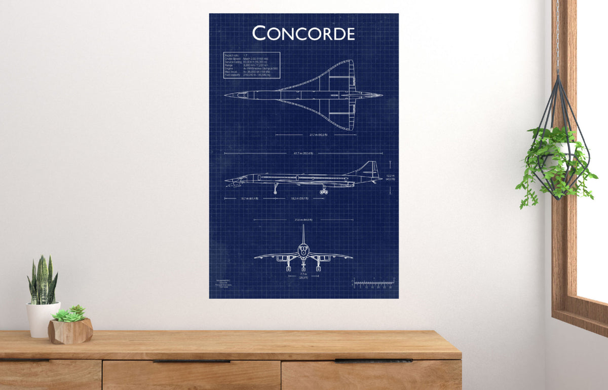 Concorde Blueprint Poster 24x36 – Aviation Tribute Wall Art | The ...
