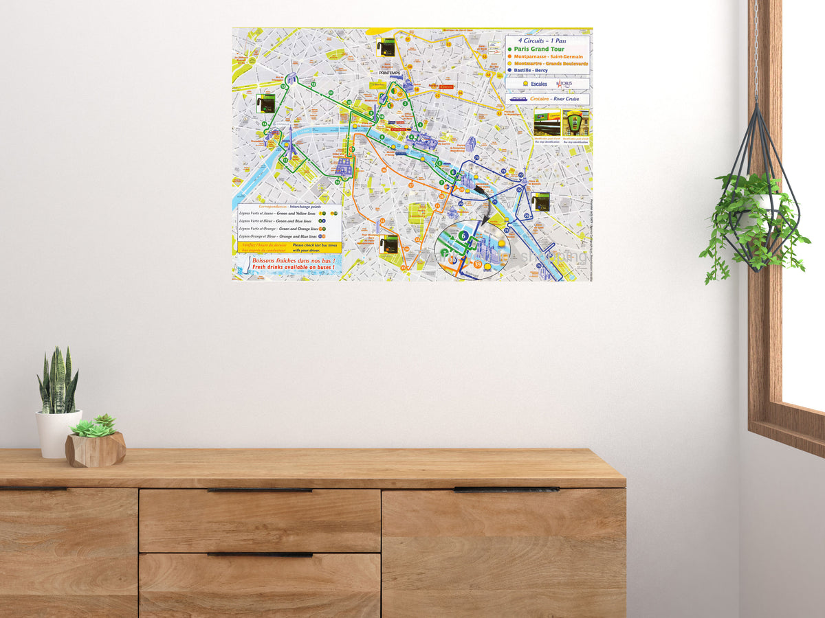Paris Tourist Map In French Movie Poster 27x40 | theposterdepot.com ...